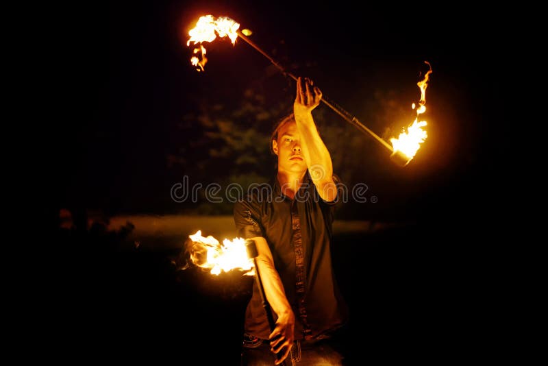 Fire staff stock photo. Image of ceremonial, juggler - 20352604