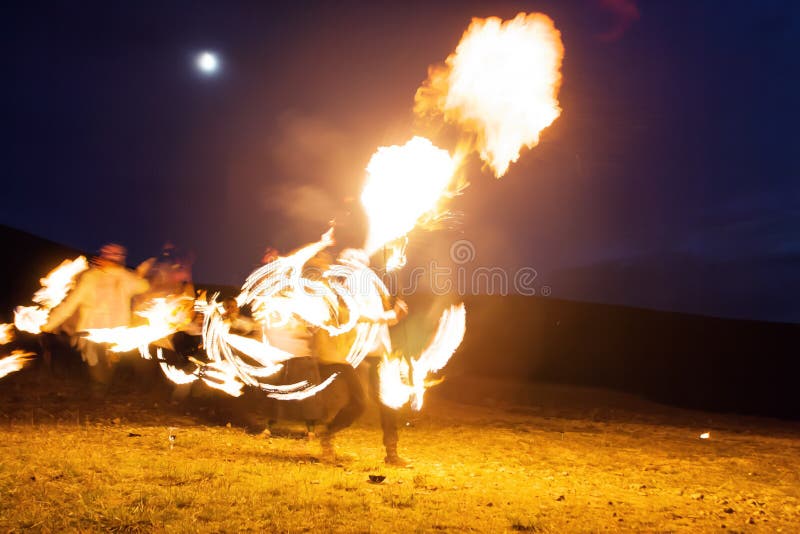 Fire Show, Dancing with Flame, Male Master Fakir Blowing Fire ...