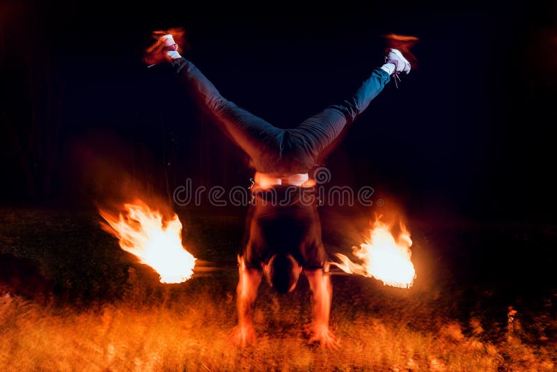 Fire Show. Fire Performance at the Night Stock Photo - Image of dance ...