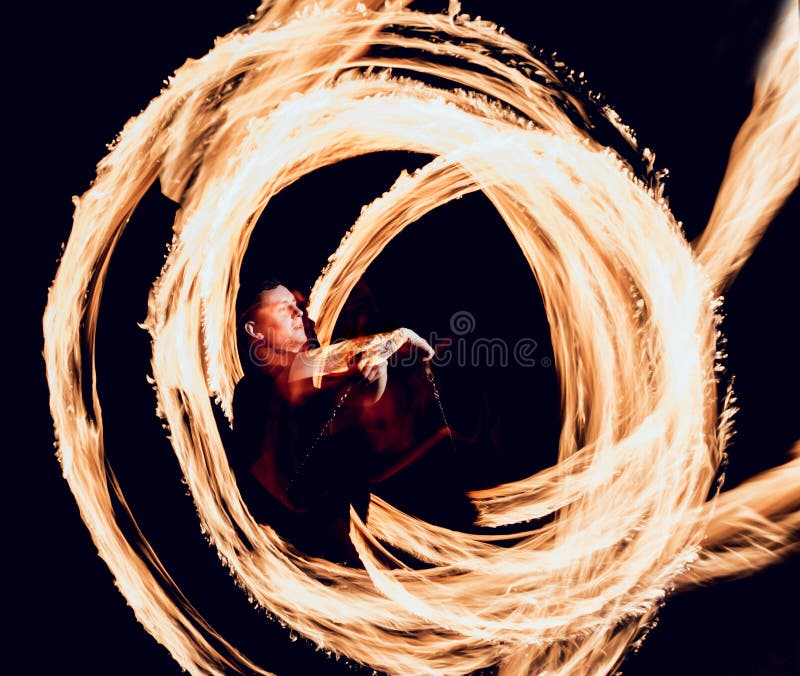 Fire Show. Fire Performance at the Night Stock Image - Image of color ...