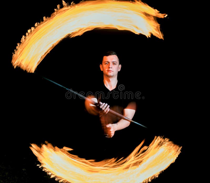 Fire Show. Fire Performance at the Night Stock Photo - Image of night ...