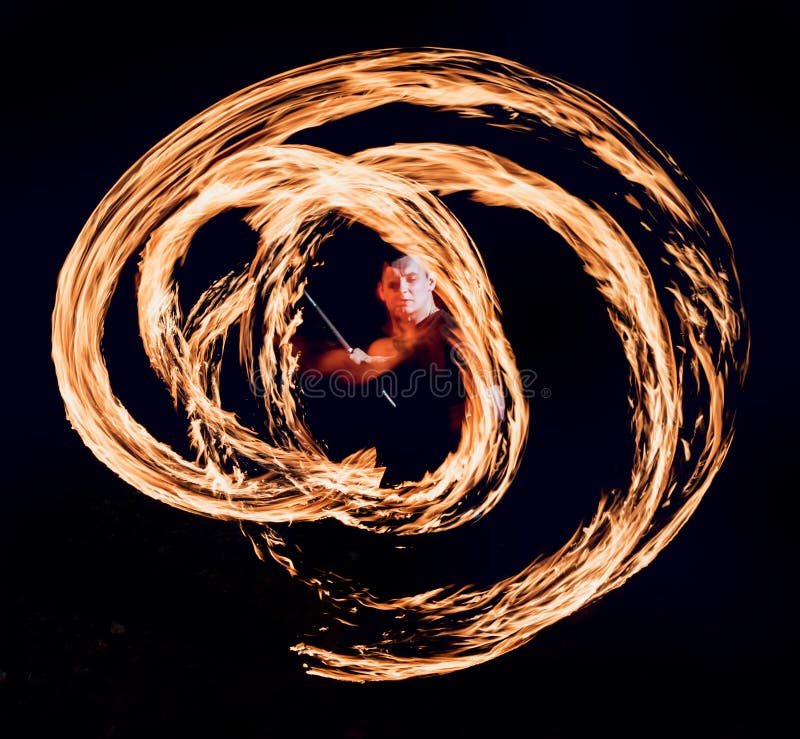 Fire Show. Fire Performance at the Night Stock Image - Image of amazing ...