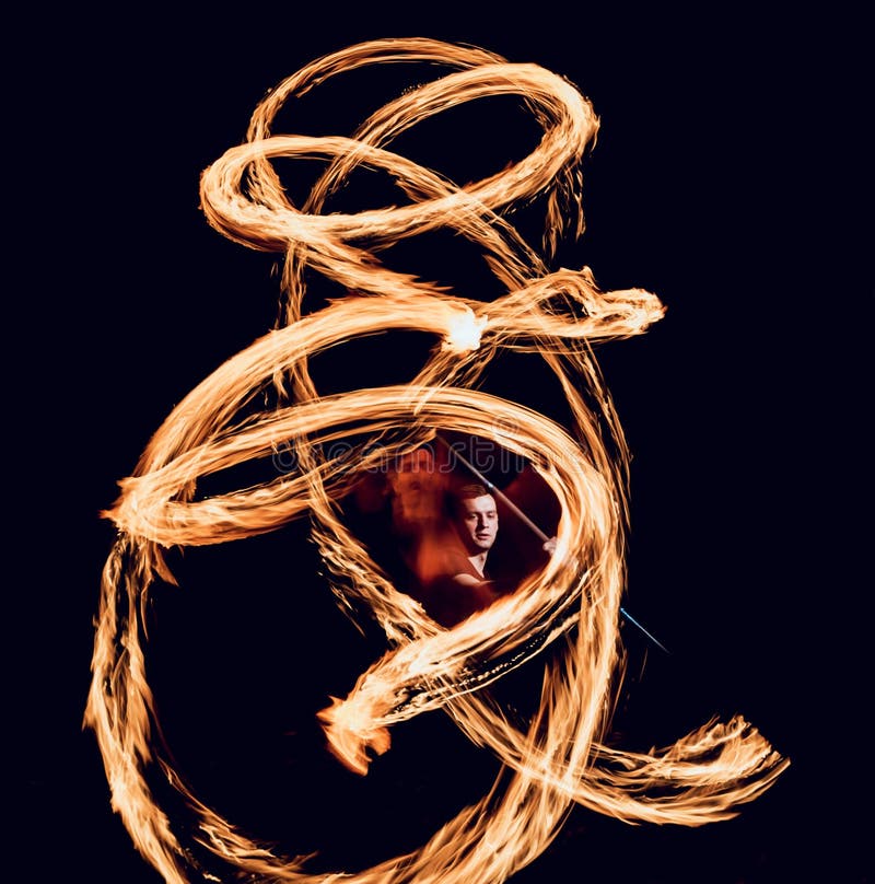 Fire Show. Fire Performance at the Night Stock Photo - Image of heat ...