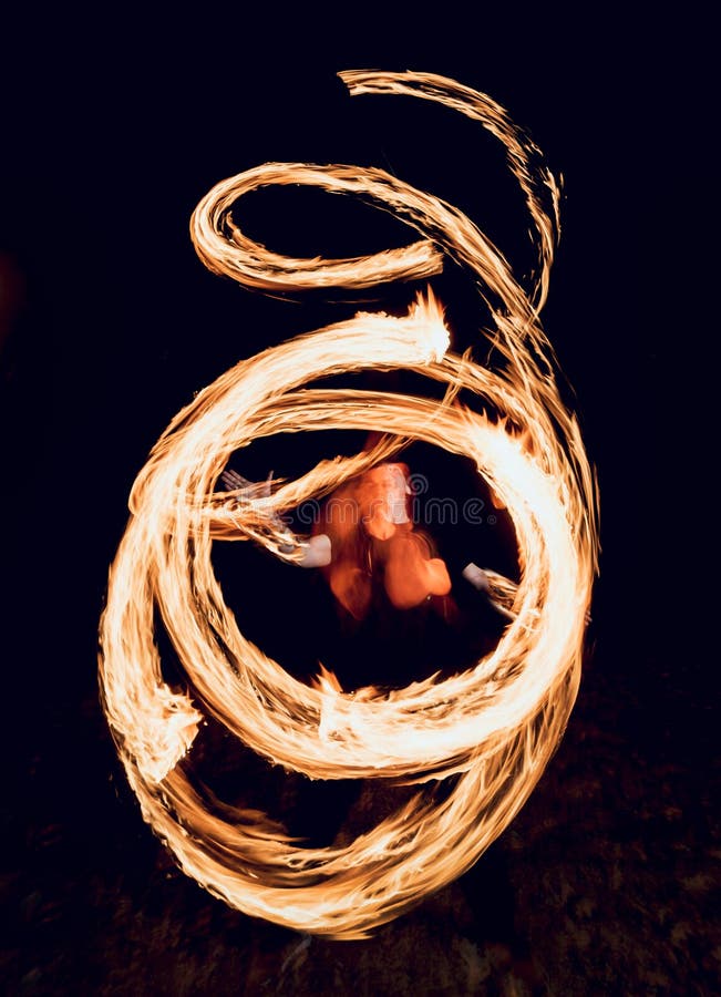 Fire Show. Fire Performance at the Night Stock Photo - Image of burning ...