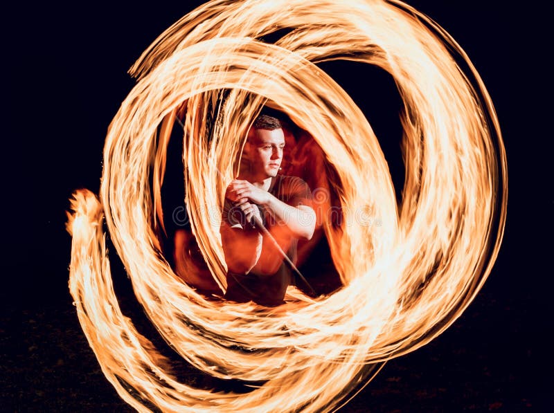 Fire Show. Fire Performance at the Night Stock Photo - Image of amazing ...