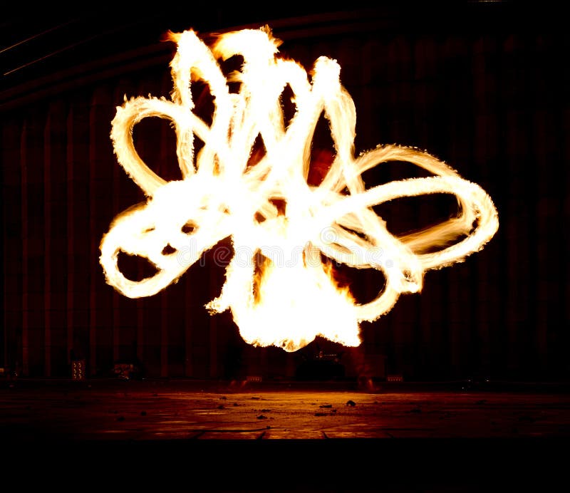 Fire Show Flaming Trails stock image. Image of model - 48965367