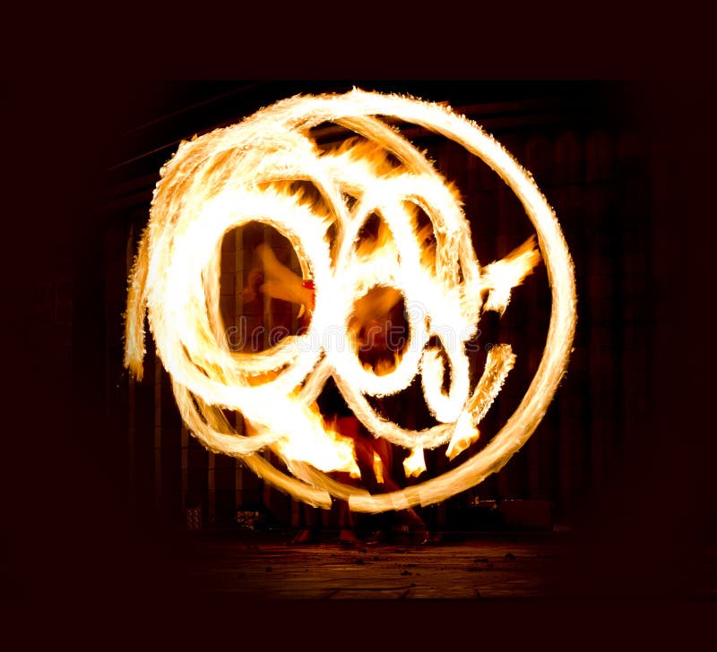 Fire Show Flaming Trails stock photo. Image of motion - 50045024