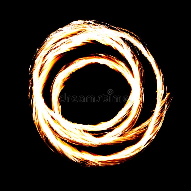 Fire Show Flaming Trails, Blak Background Stock Image - Image of burn ...