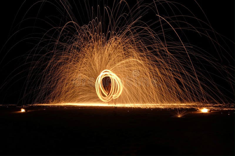 Fire show at koh samet stock photo. Image of speed, danger - 77077230