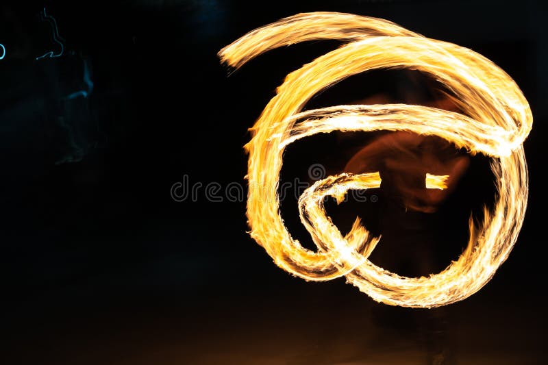 Fire Fire Show, a Night Performance with a Burning Fire. Stock Photo ...