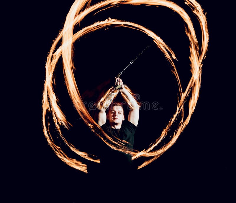 Fire Show. Fire Performance at the Night Stock Photo - Image of flaming ...