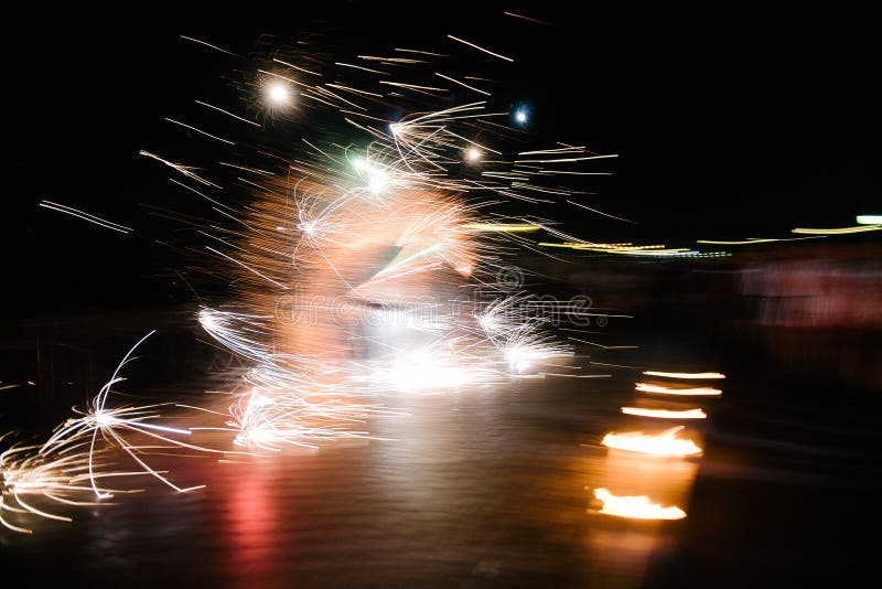 Fire Show on the Street for a Holiday Stock Image - Image of torch ...