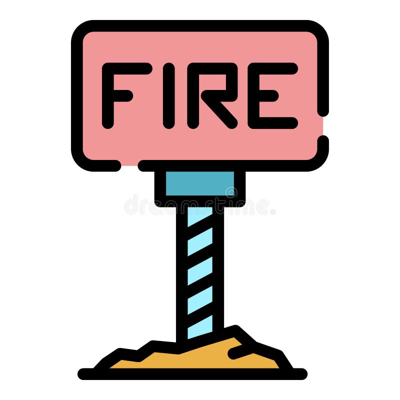 Fire Sign Board Icon Color Outline Vector Stock Vector - Illustration ...