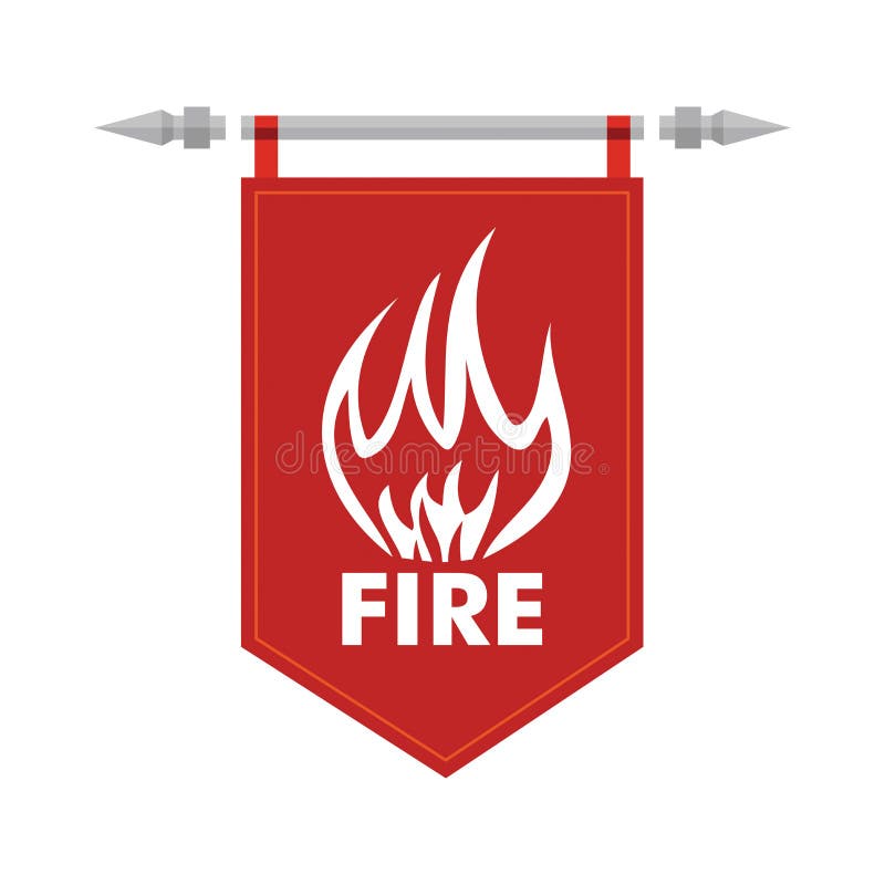 Fire sign on flag. stock vector. Illustration of sign - 64703383