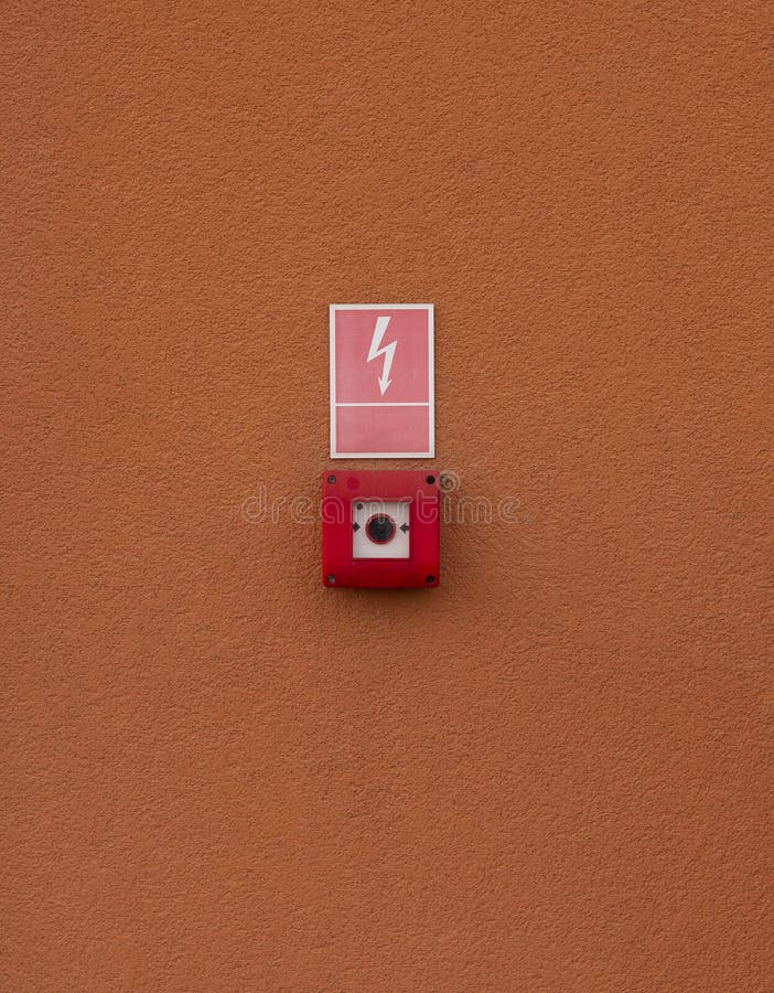 Fire Sign, Safety Button and Alarm Wall Stock Image - Image of still ...