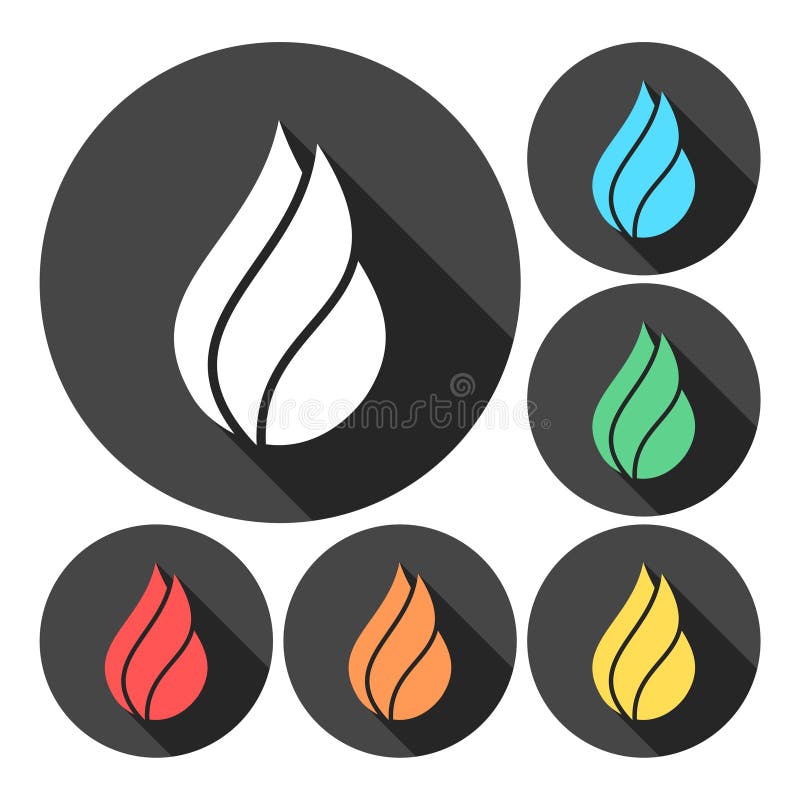 Fire - Sign Set with Long Shadow Stock Vector - Illustration of danger ...