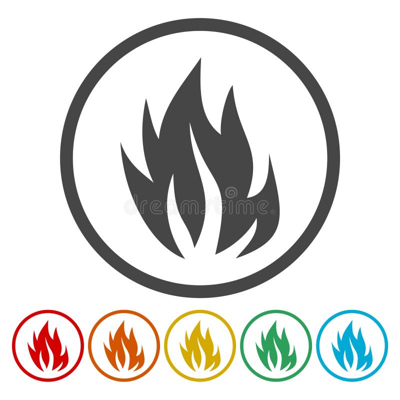 Fire - sign sticker set stock vector. Illustration of fireball - 141634488