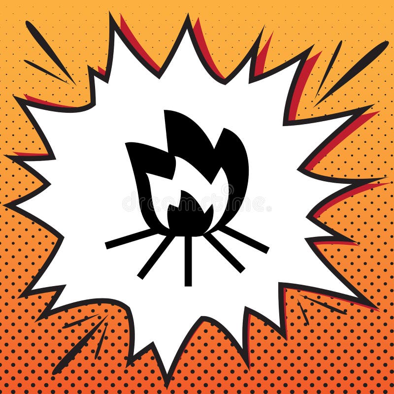 Fire Sign. Vector. Comics Style Icon on Pop-art Background.. Ill Stock ...