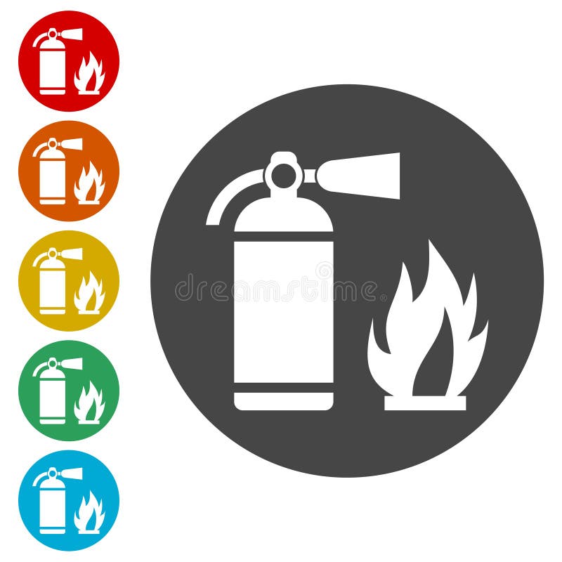 Fire Sign Vector, Fire Extinguisher Icon, 6 Colors Included Stock ...