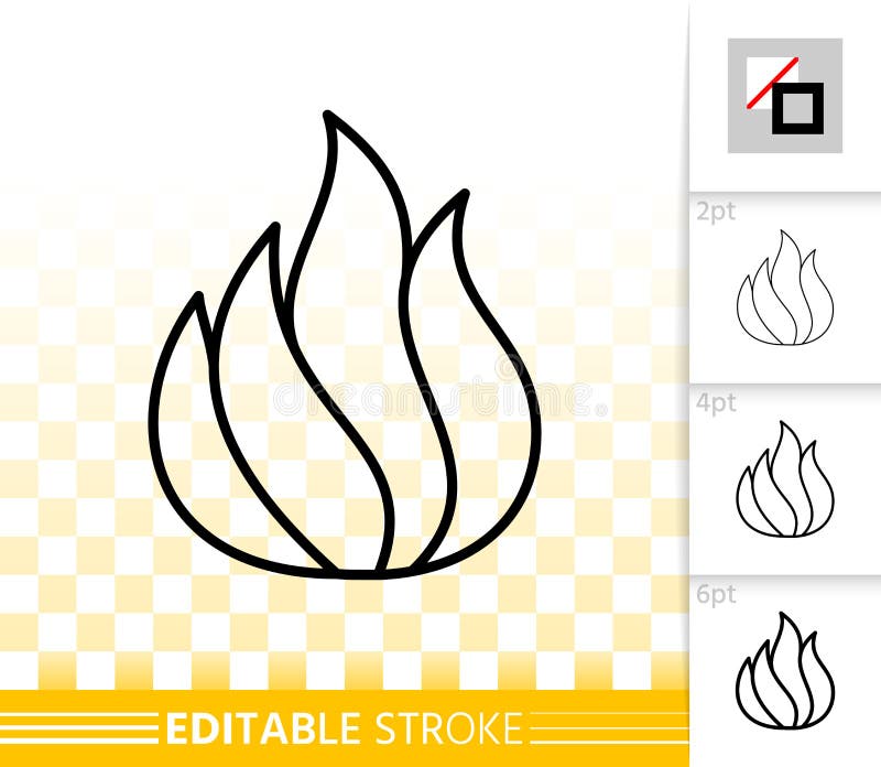 Fire Simple Flame Bonfire Black Line Vector Icon Stock Vector ...