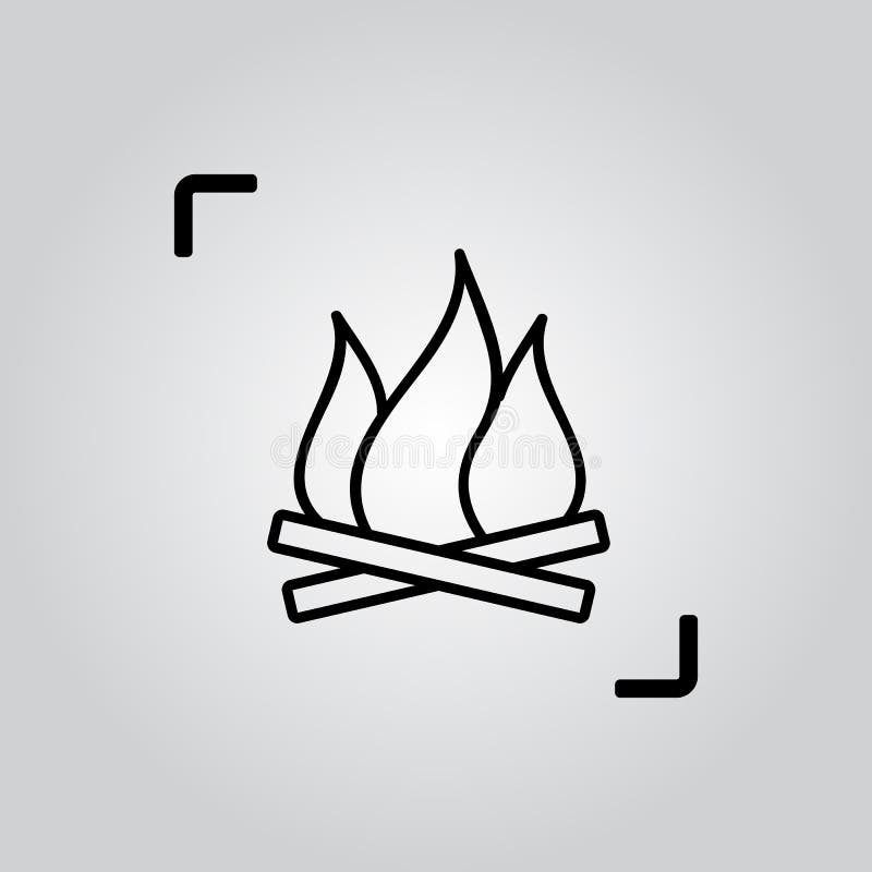 Fire. Single Thin Line Icon. Vector Illustration Stock Vector ...