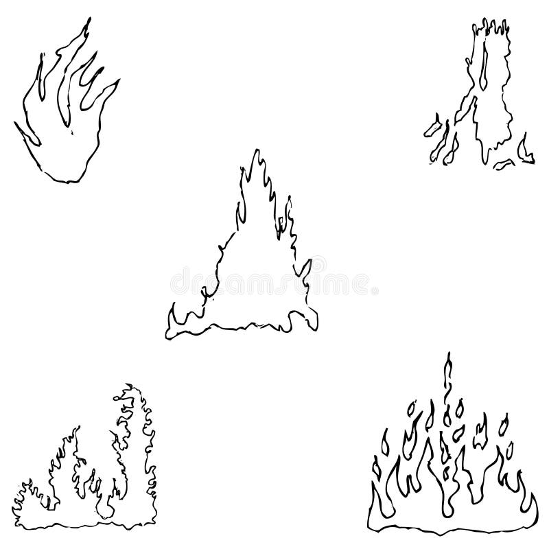 Fire. Sketch by Hand. Pencil Drawing by Hand. Vector Image Stock Vector ...