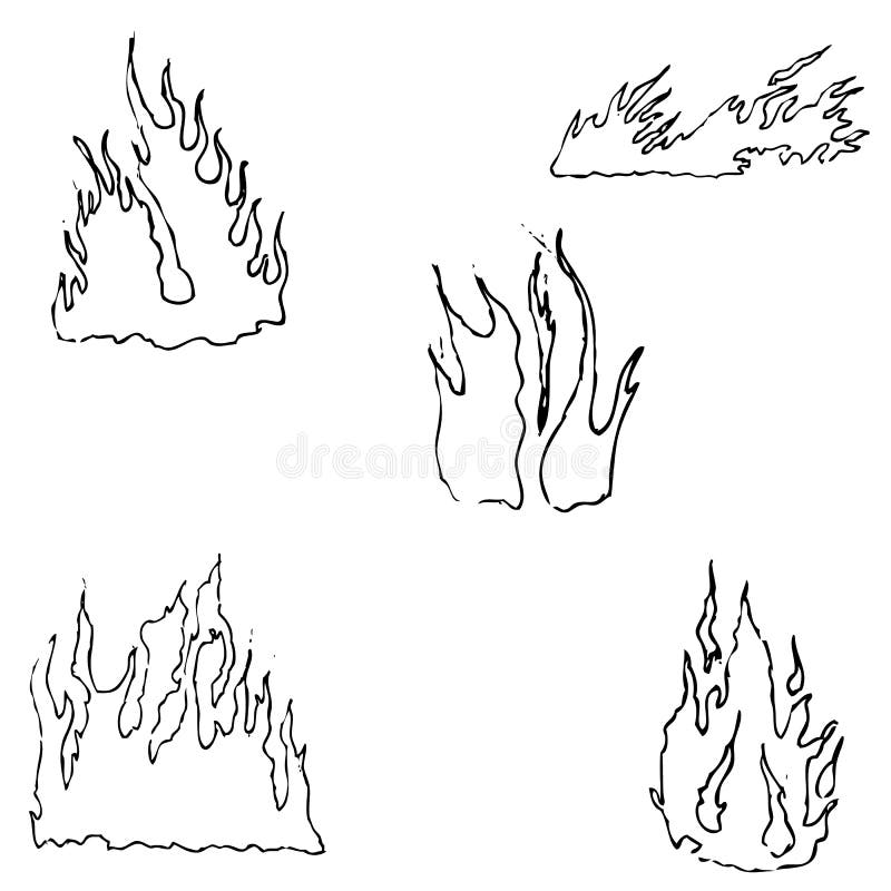 Fire. Sketch by Hand. Pencil Drawing by Hand. Vector Image. the Image ...