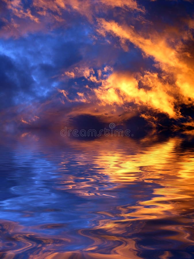 Fire in the sky stock photo. Image of summer, clouds, sunset - 1585278