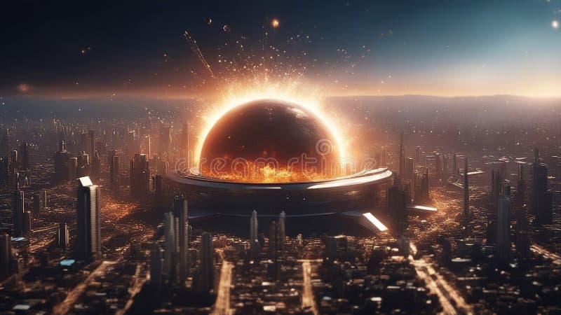 Fire in the Sky Alien Space Center Illustration Exploding Sun, Black ...