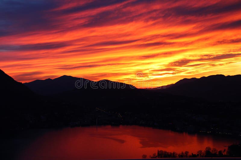 Fire in the sky stock image. Image of tranquil, nature - 132919951