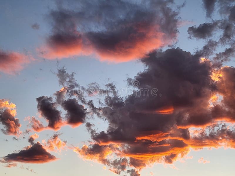 Fire in the Sky at Sunset! Cumulonimbus Cloudscape! Stock Photo - Image ...