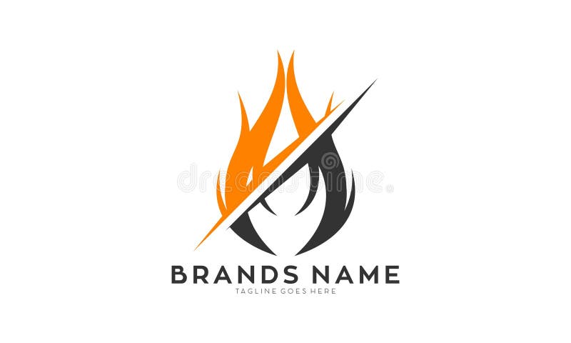 Fire with Slash Illustration Logo Design Vector Stock Vector ...