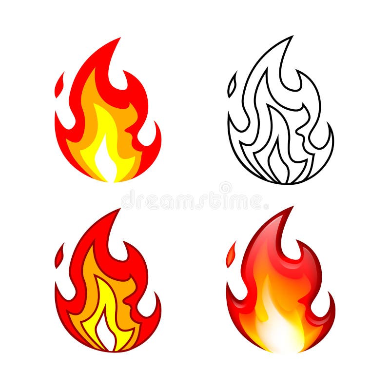 Fire Small Flame Vector Symbol Isolated on a White Background Stock ...