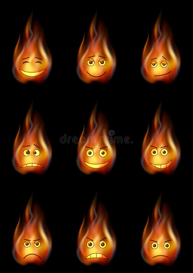 Fire Smileys Set stock vector. Illustration of angry - 70480588