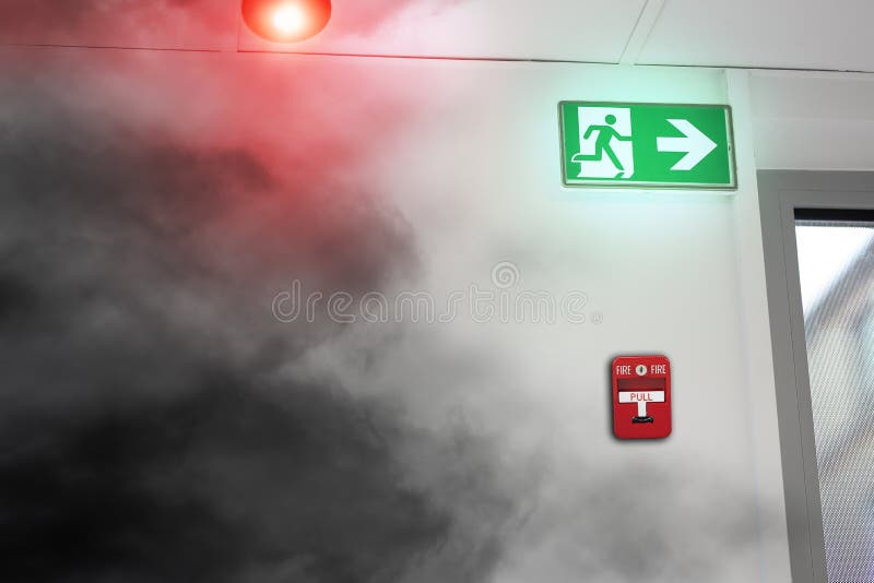 Fire Activates the Alarm and Smoke Detector in the Office Room Stock ...