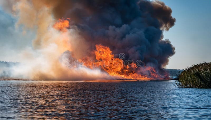 Fire and Smoke, AI Generated Stock Illustration - Illustration of plant ...