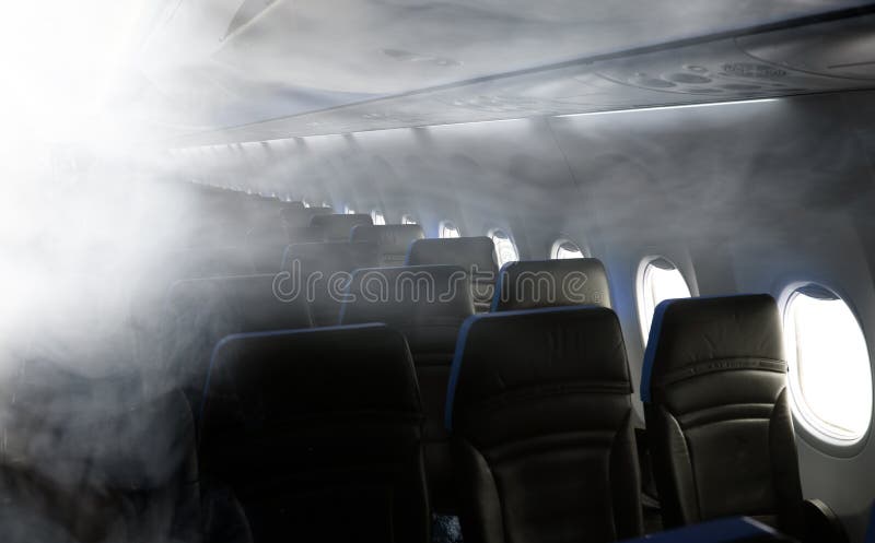 Fire and Smoke in the Aircraft Cabin Stock Image - Image of failure ...
