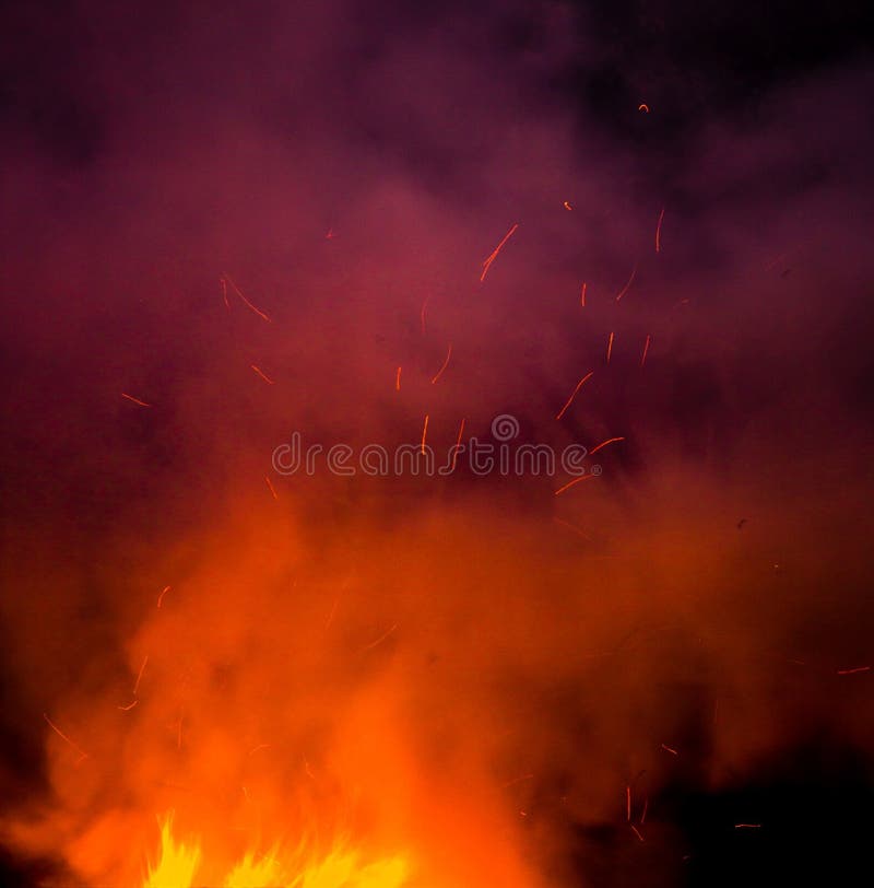 Fire with Smoke on a Black Background Stock Photo - Image of passion ...