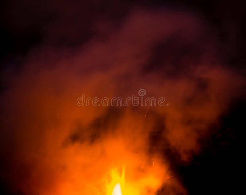Fire with Smoke on a Black Background Stock Photo - Image of backdrop ...
