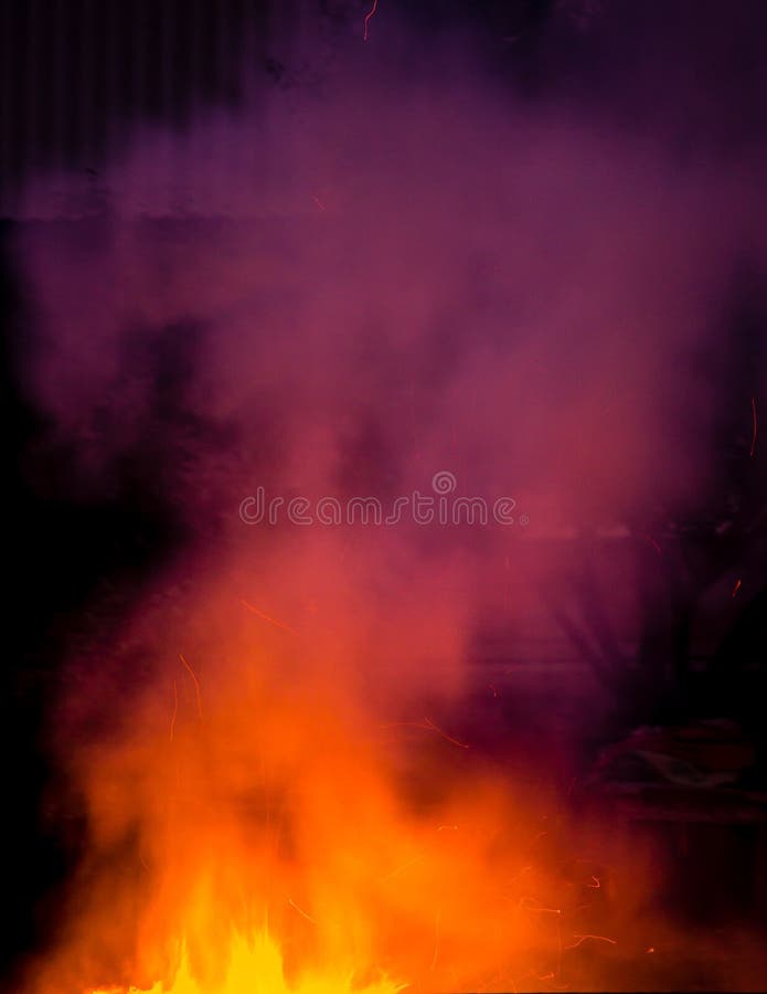 Fire with Smoke on a Black Background Stock Photo - Image of smoke ...