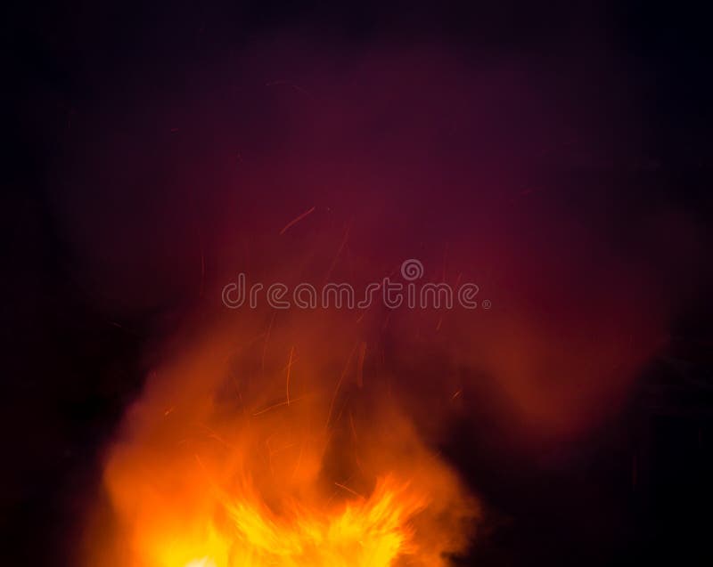 Fire with Smoke on a Black Background Stock Photo - Image of orange ...