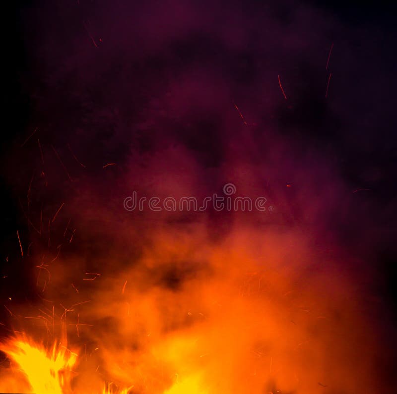 Fire with Smoke on a Black Background Stock Image - Image of magic ...