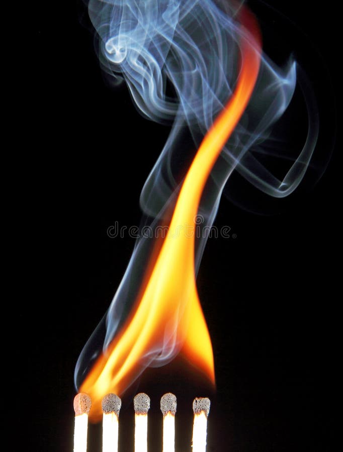 Match with fire and smoke. stock image. Image of isolated - 29956255
