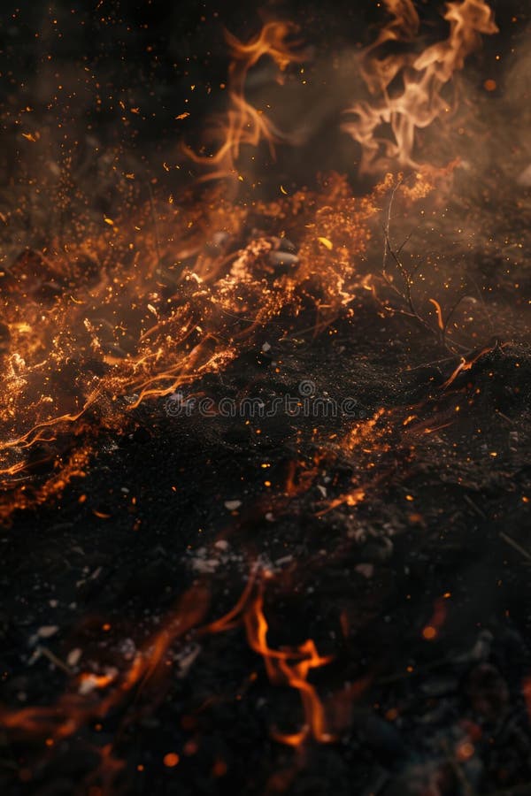 Fire with Smoke Close Up stock image. Image of inferno - 371904839