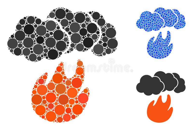 Fire with Smoke Composition Icon of Circles Stock Illustration ...