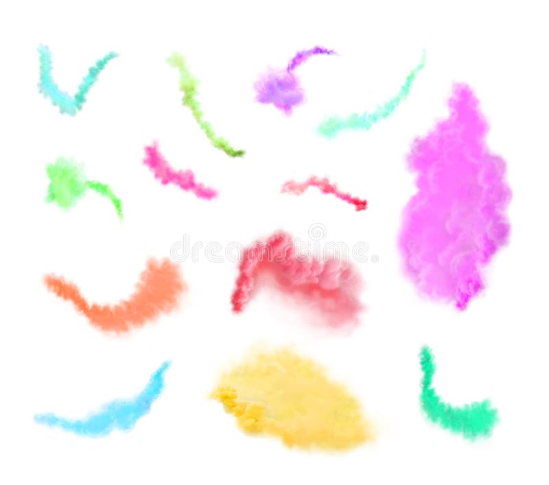 Fire Smoke Design Isolated on White. Multicolor Smoke Isolated ...