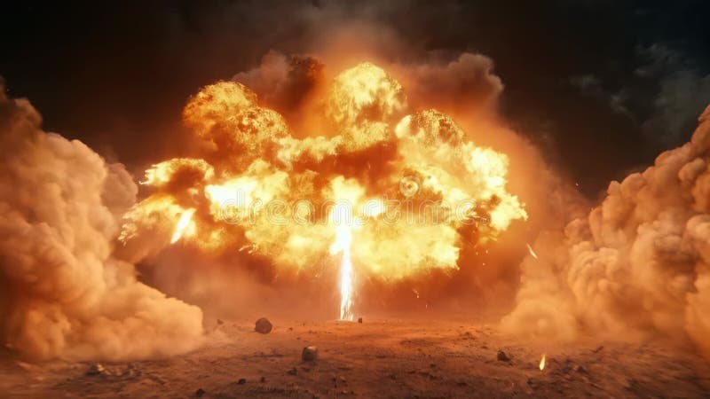 Dramatic Scene of Fire and Smoke from a Majestic Explosion Stock ...