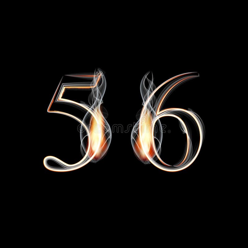 Fire and Smoke Font. Numbers 5 6 Stock Vector - Illustration of font ...