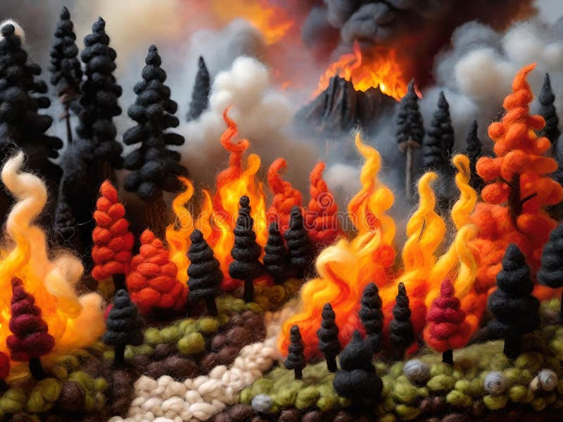 Fire and Smoke in the Forest. Burning Flame in the Forest Stock ...