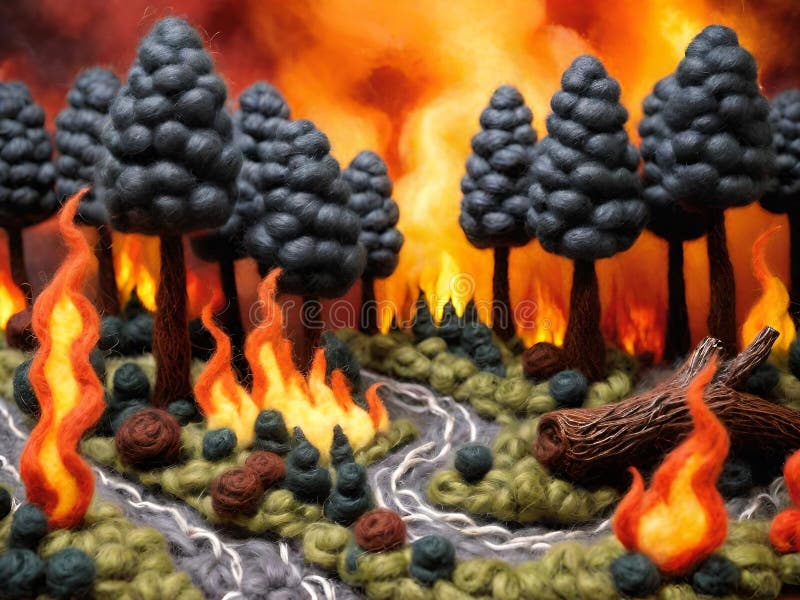 Fire and Smoke in the Forest. Burning Flame in the Forest Stock ...